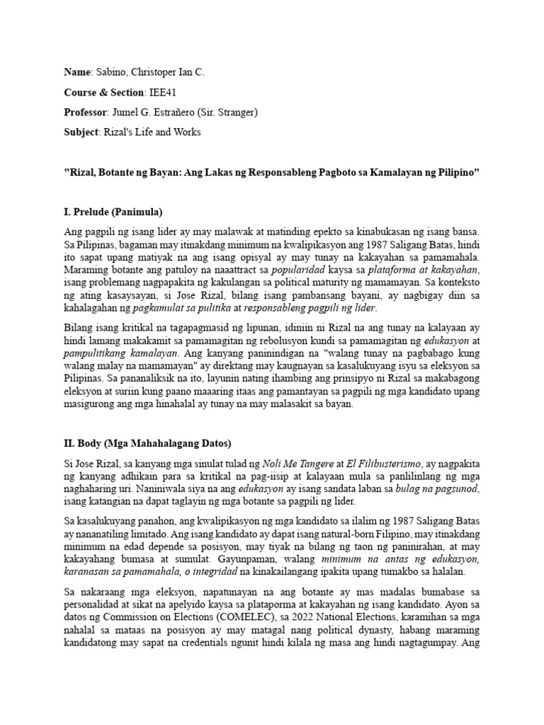 SABINO - Rizal, Botante NG Bayan Ang Lakas NG Responsableng Pagboto Sa ...