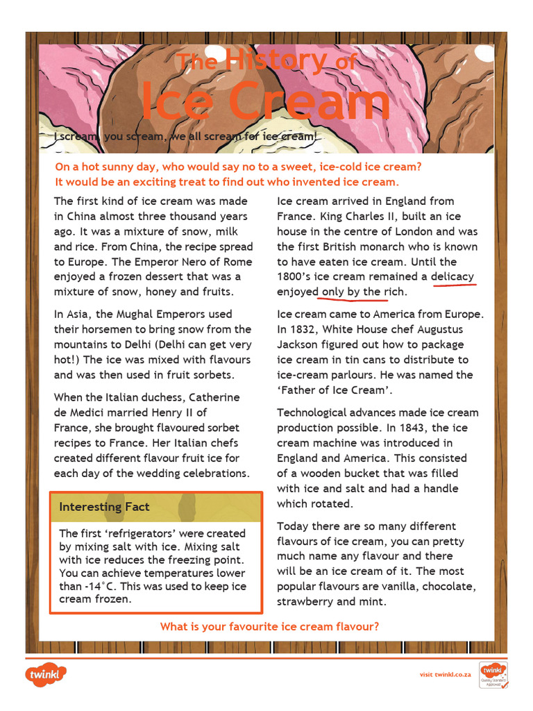 The History of Ice Cream | PDF | Ice Cream | Frozen Desserts