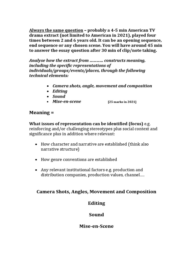 Section A Overview-Cambridge International A Level Media Studies 9607 | PDF