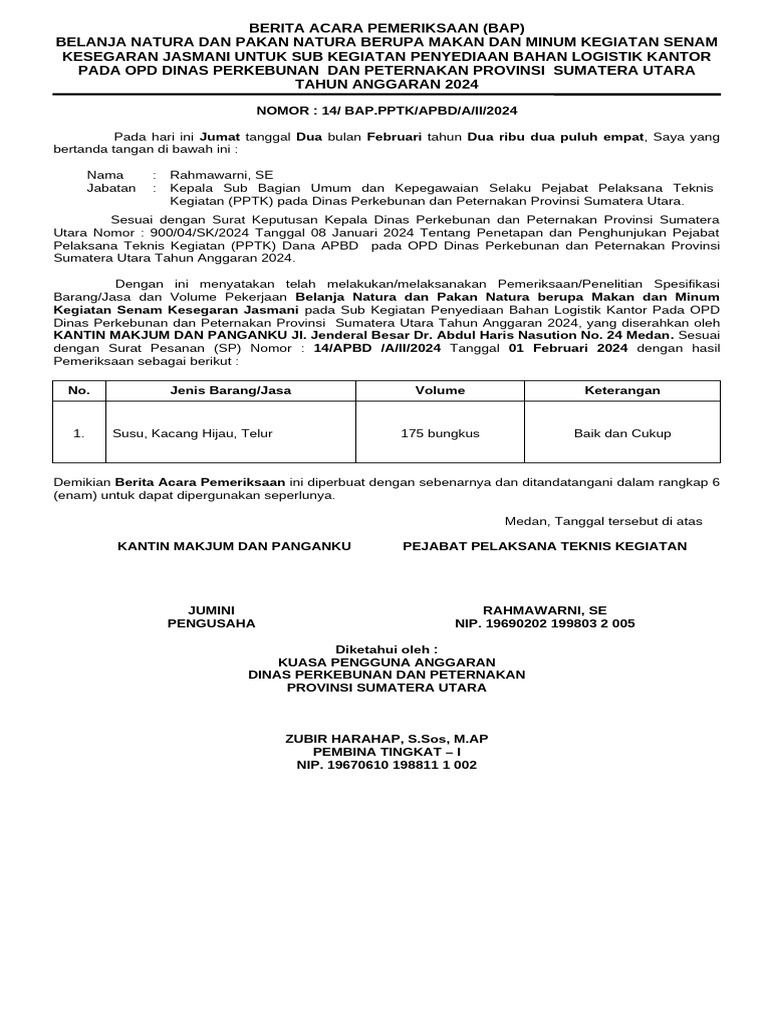 Berita Acara Pemeriksaan (Bap) T.A 2023 | PDF
