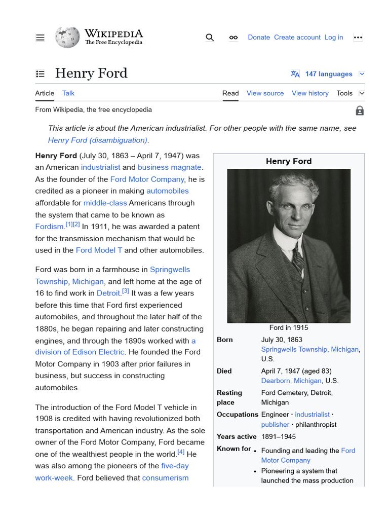 En Wikipedia Org Wiki Henry - Ford... | PDF | Ford Motor Company