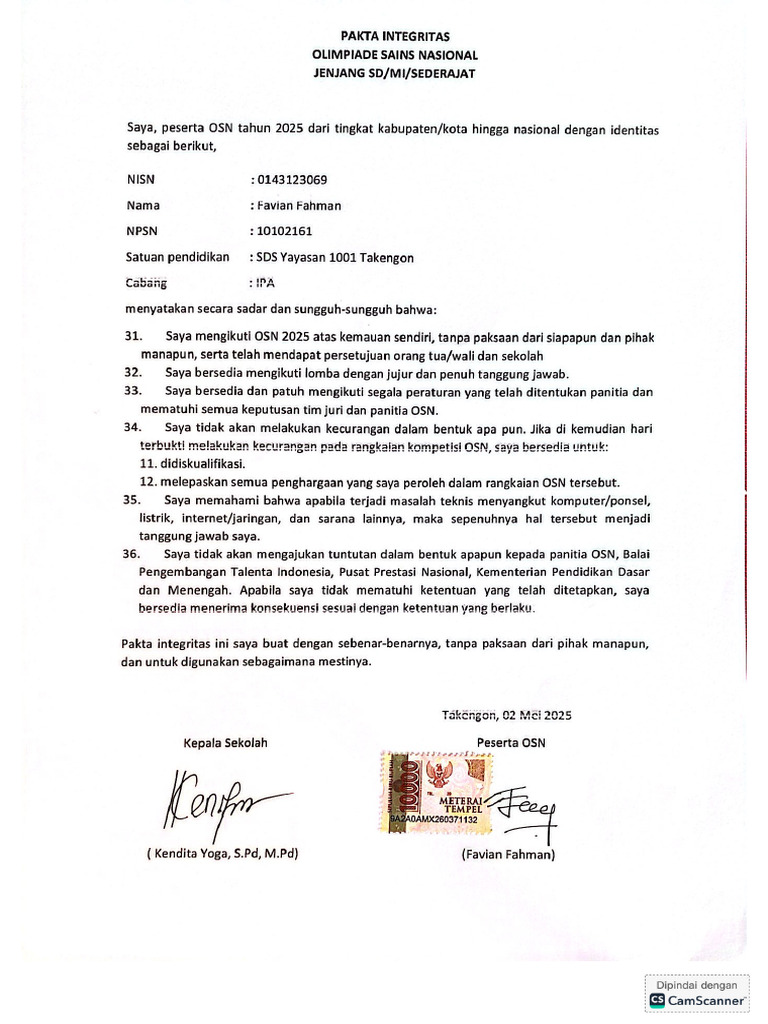 Fakta Integritas Favian Fahman | PDF