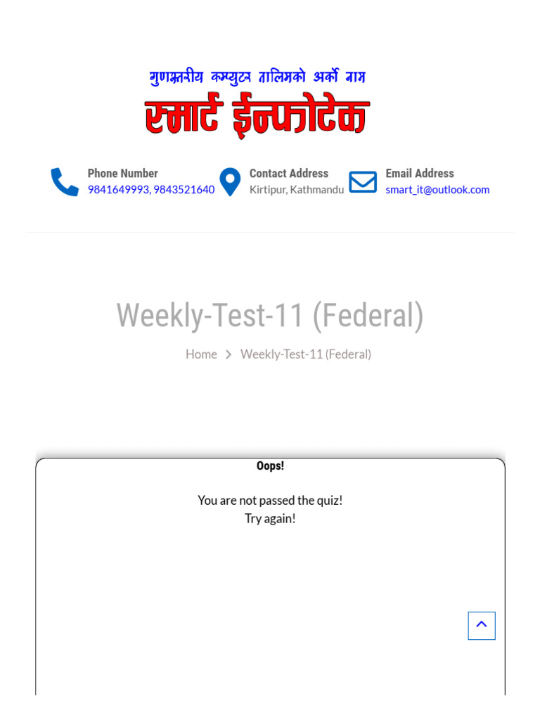 Weekly-Test-11 (Federal) - Smart InfoTech | PDF | Computer Data Storage ...