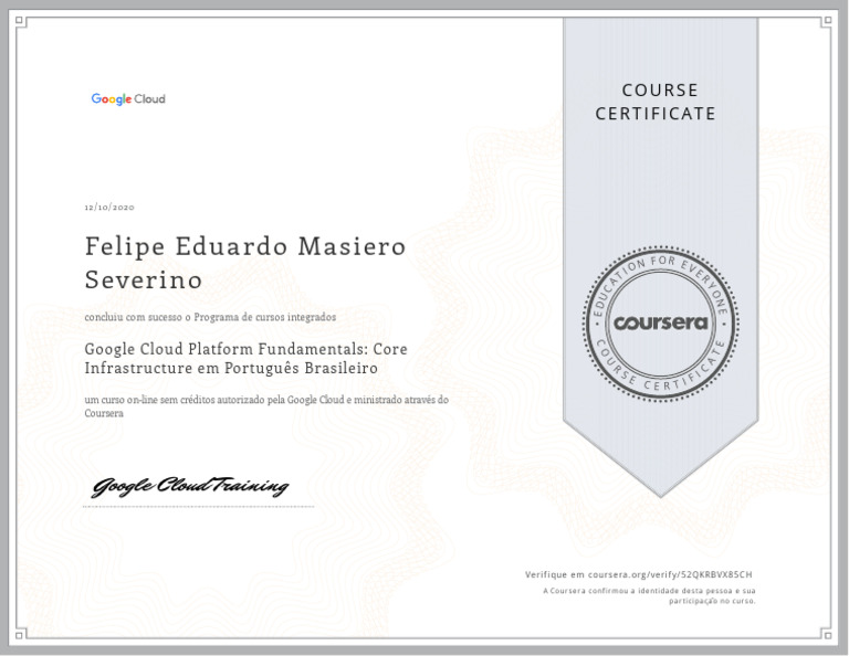 Certificado - Coursera Da Google Cloud Plataforma | PDF