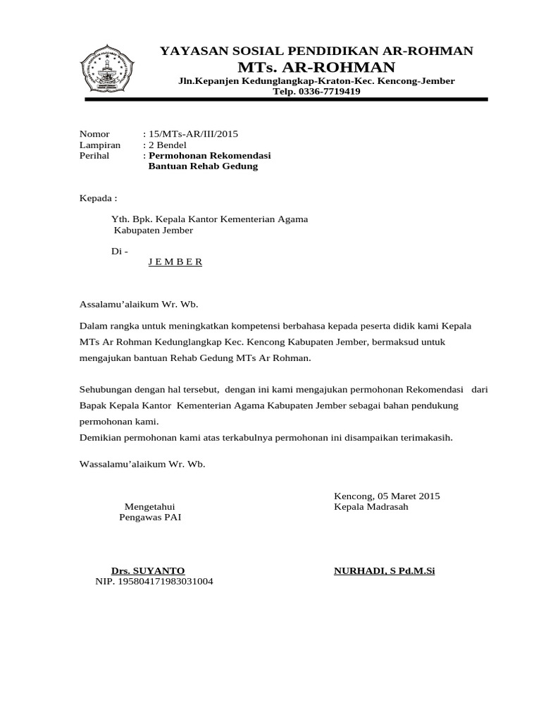 Permohonan Rekom | PDF