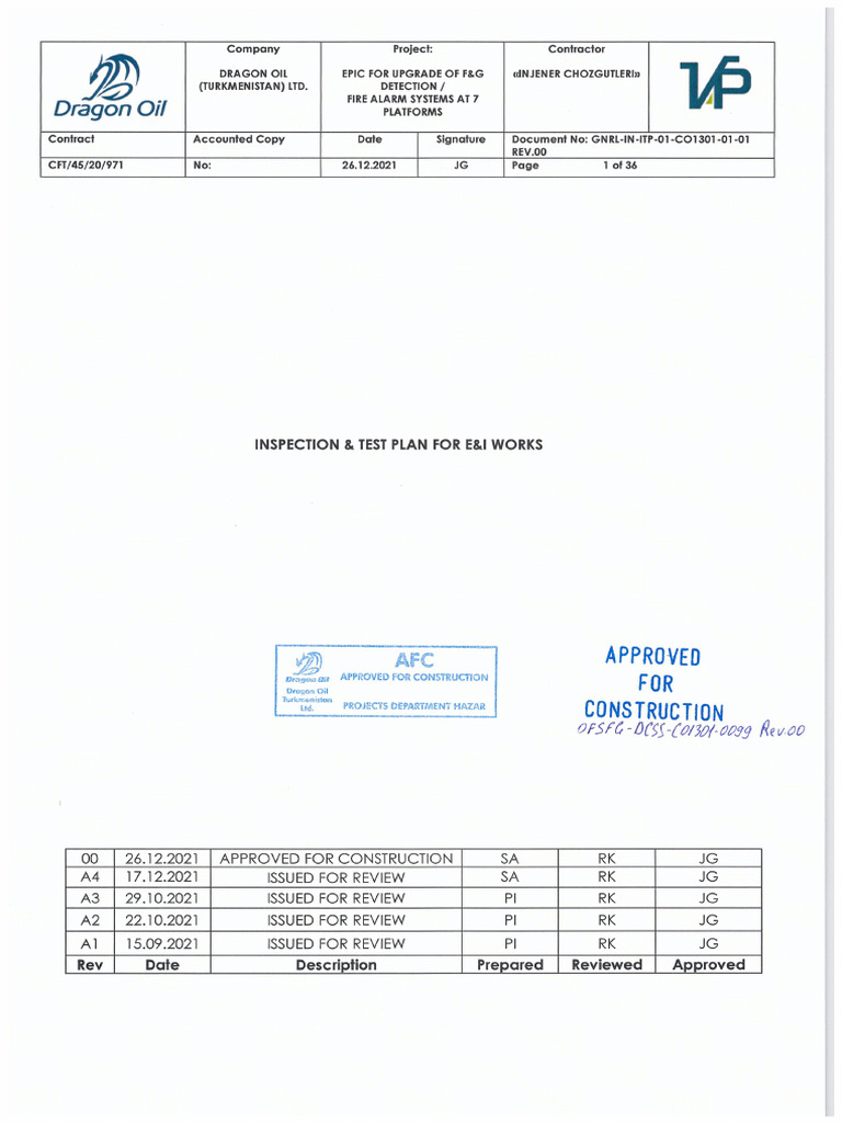 Gnrl in Itp 01 c01301 01 01 Itp for e&i Works | PDF