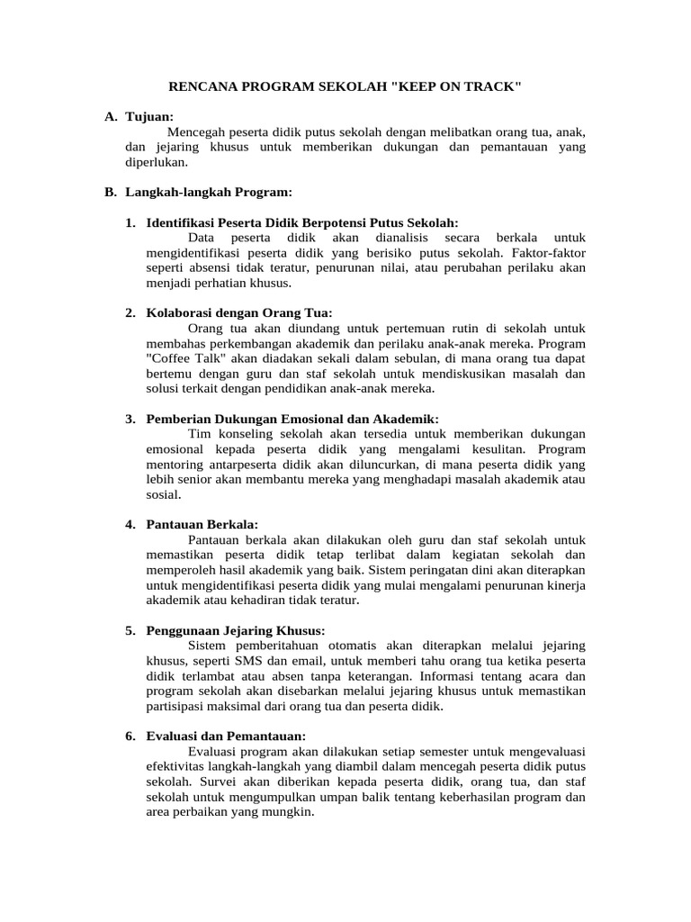 Rencana Program Sekolah | PDF