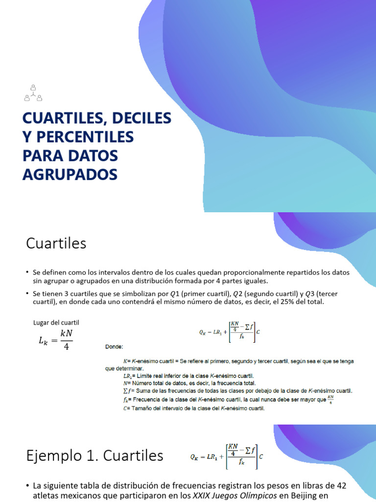 Cuantiles Datos AGRUPADOS | PDF | Cuantil | Estadísticas descriptivas