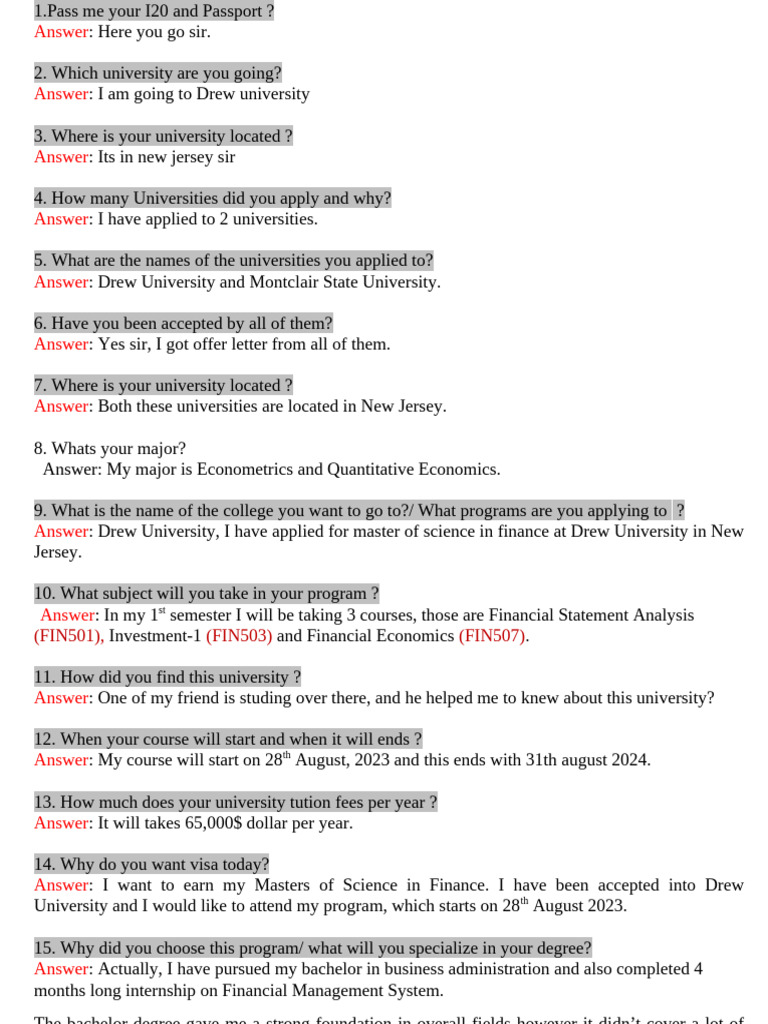 F1 Question Answer | PDF