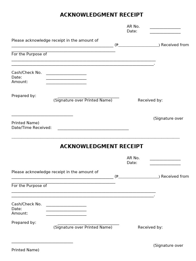 Acknowledgement Receipt JEROME | PDF | Business | Accounting