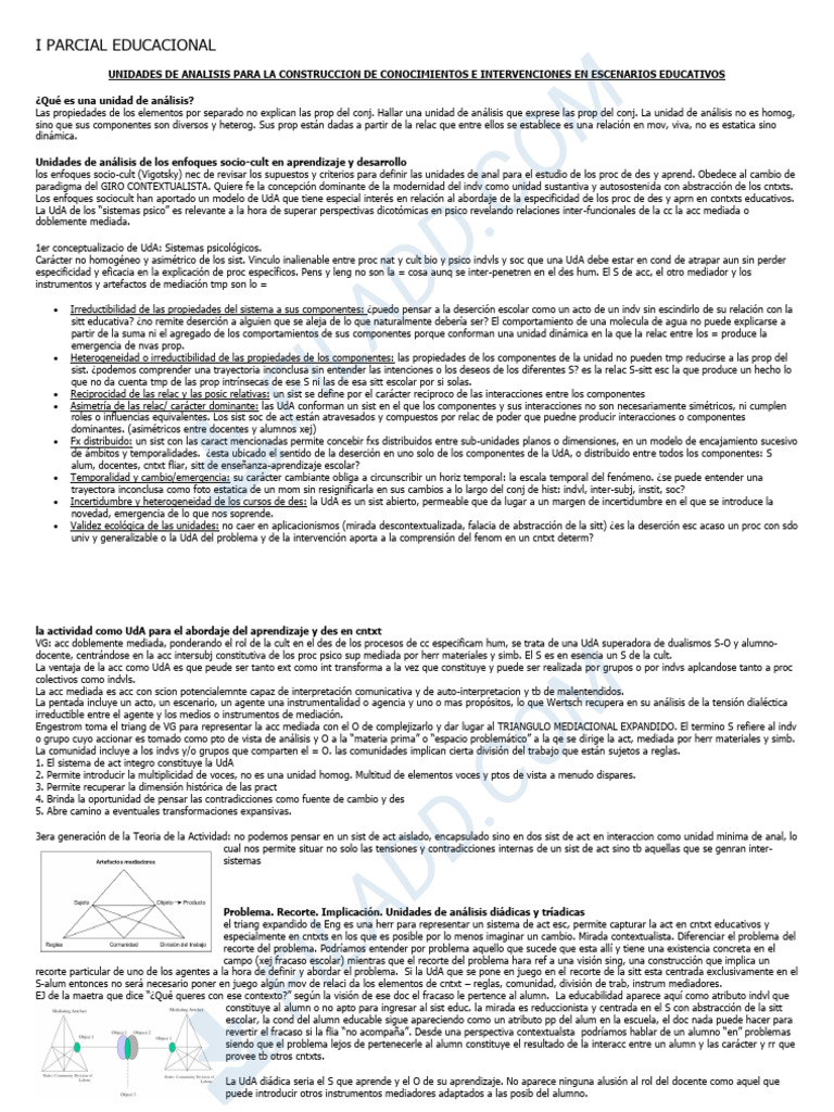 resumen I parcial educ (1) | PDF | Escuelas | Sicología
