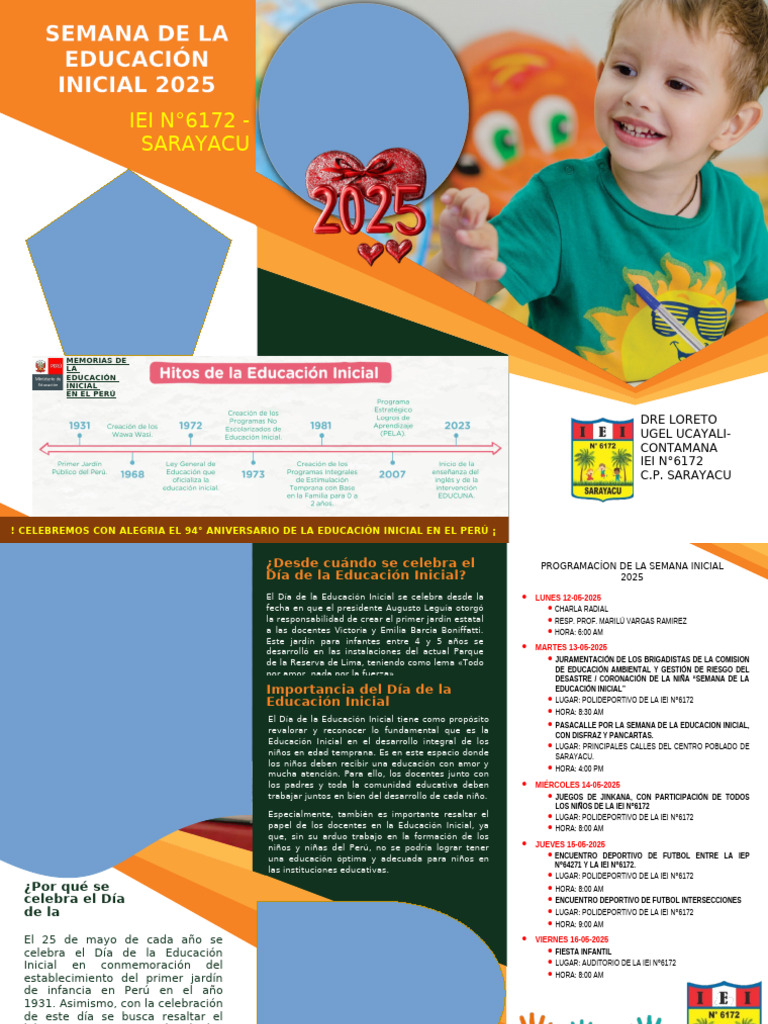 Triptico - Semana de La Educ Inicial 2025 | PDF | Inteligencia | Infancia