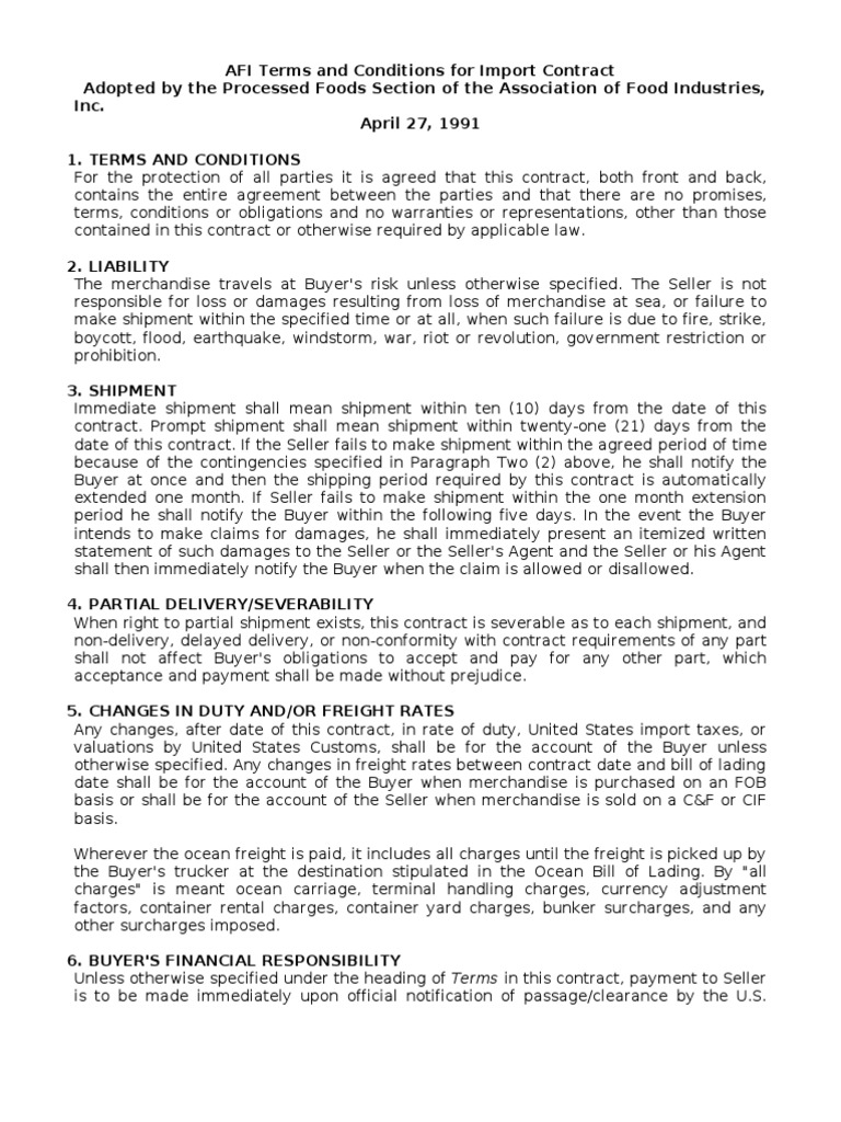 AFI Terms Conditions | PDF | Law Of Agency | Letter Of Credit