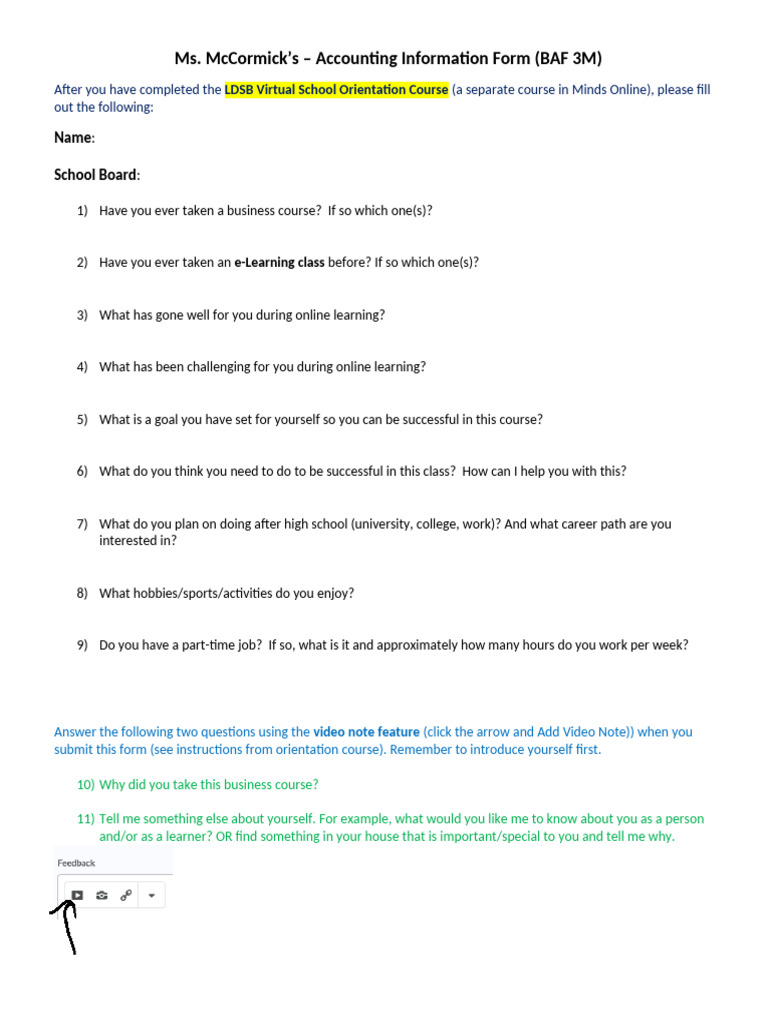 Info Sheet BAF3M Fall 2021 | PDF