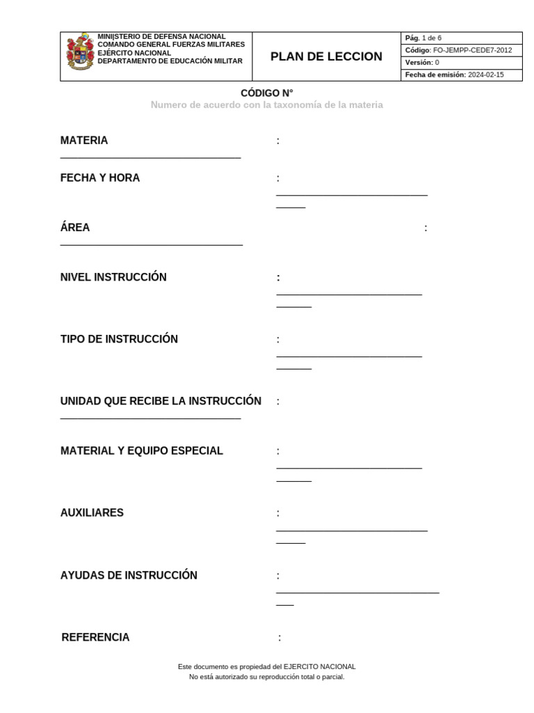 Formato Plan de Leccion Nuevp | PDF | Militar | Seguridad internacional