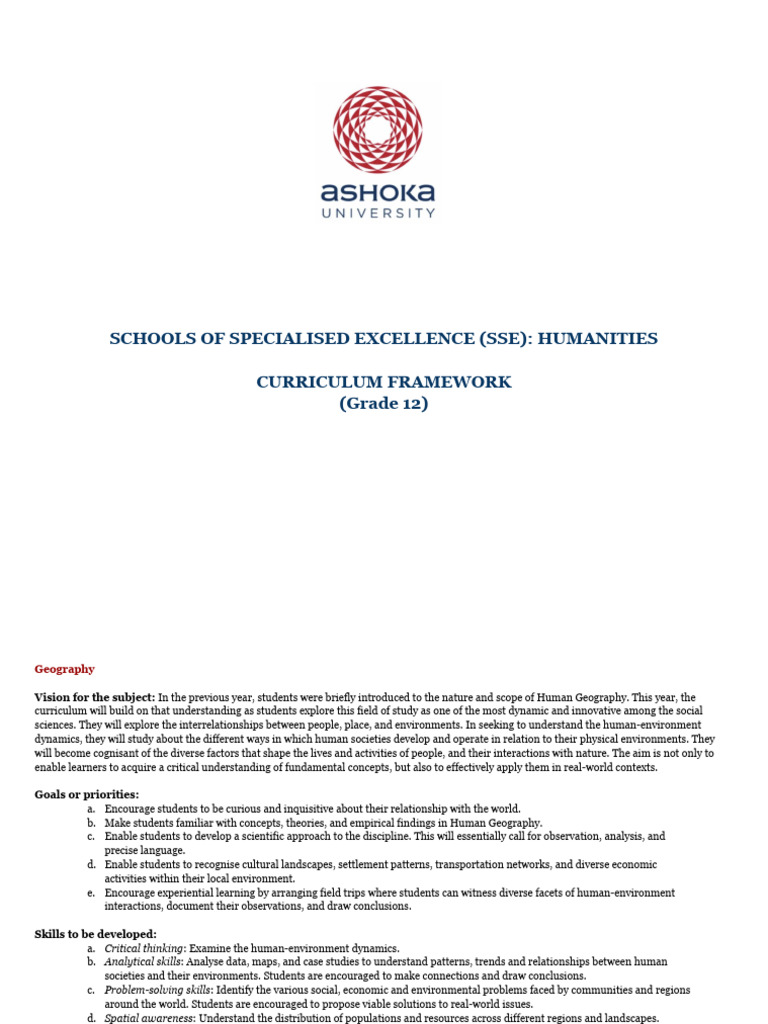 Grade 12 Human Geography Curriculum | PDF | Geography | Agriculture