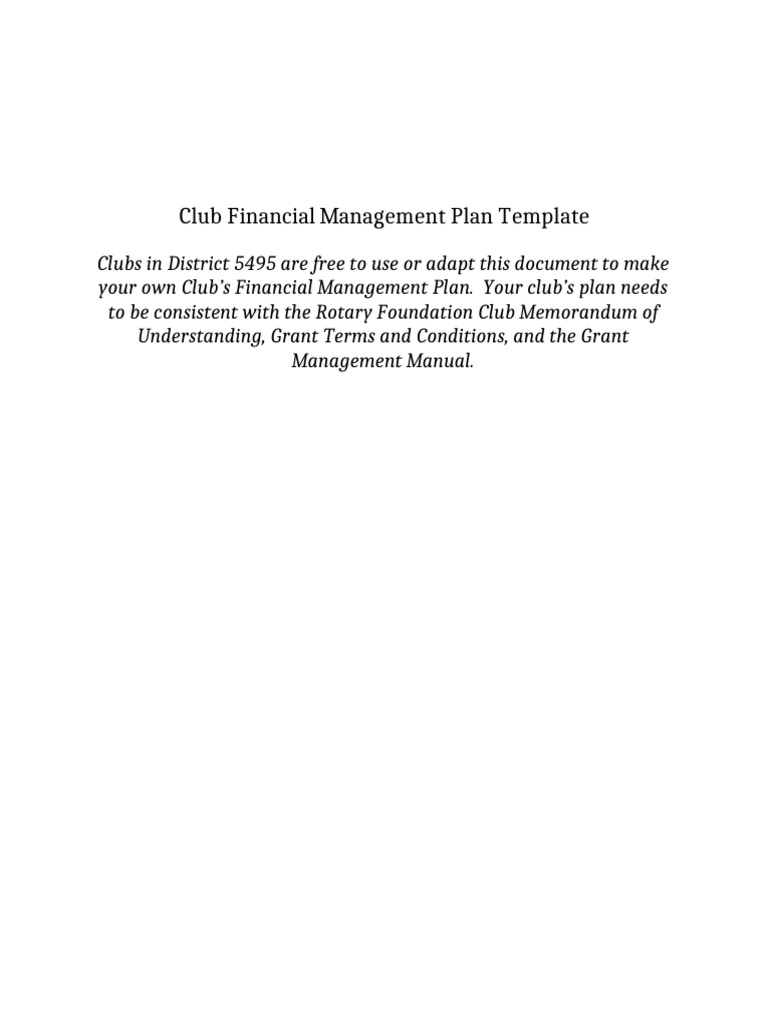 Club Financial Management Plan Template | PDF | Banks | Receipt