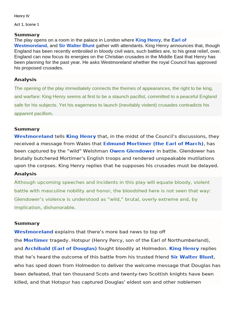 Henry IV Act 1 Scene 1 | PDF | Henry Iv, Part 1