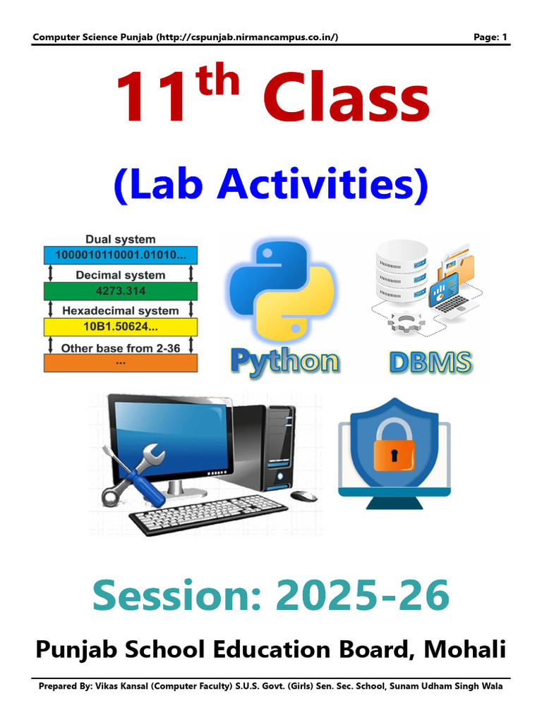 11th Ch-2 Lab Activity 2025-26 | PDF | Computing | Computer Programming