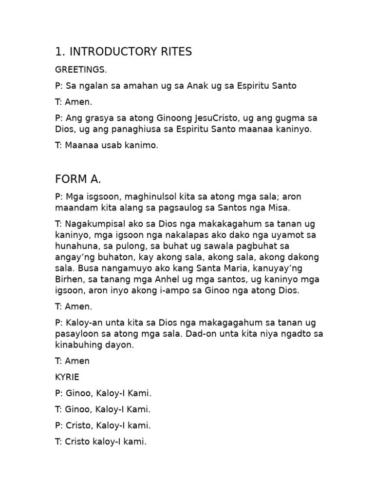 Han-Ay Sa Misa (Bisaya Ug English) | PDF