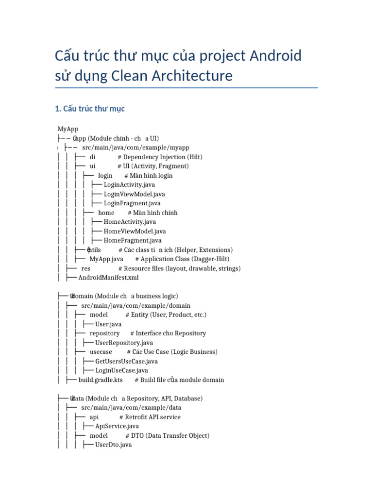 Cau Truc Thu Muc Android Clean Architecture | PDF