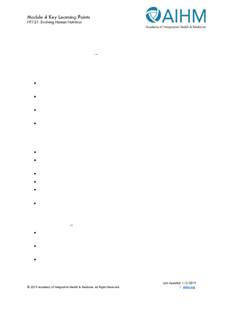 NT121 Module 4 - Chapter 5 - Key Learning Points | PDF | Polyunsaturated Fat | Omega 3 Fatty Acid