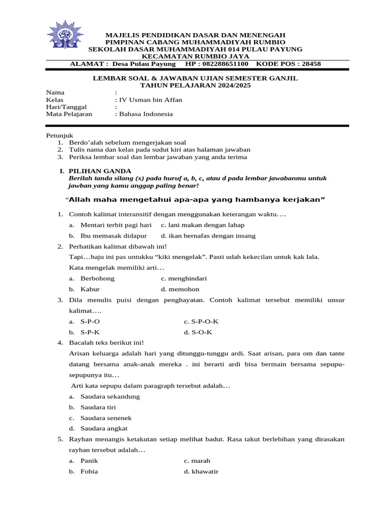 Soal Bindo | PDF