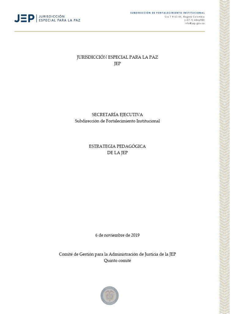 Estrategia de Pedagogía JEP, 2019 | PDF | Pedagogía | Aprendizaje
