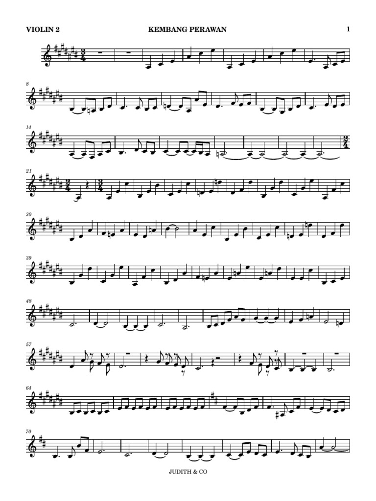 Violin 2 Kembang Perawan Scores | PDF