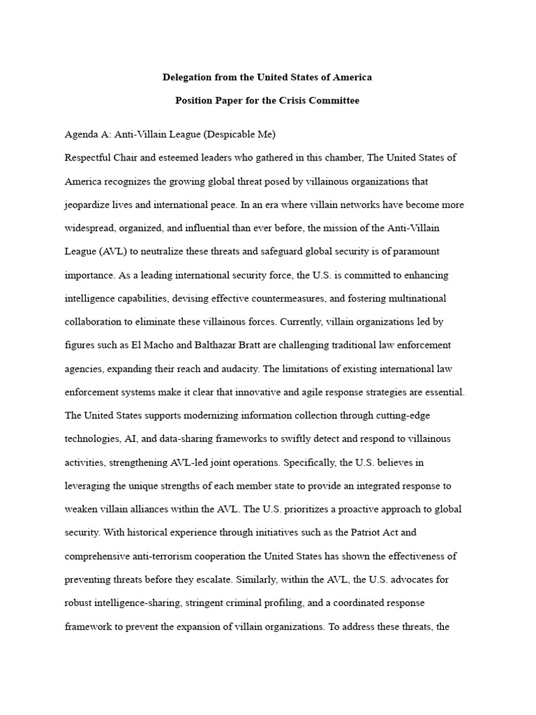 Position Paper - Crisis - USA | PDF | Quarantine | Humanitarian Aid