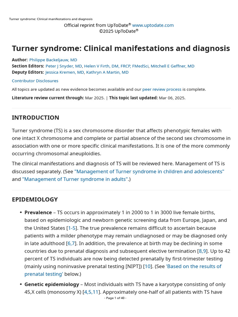 Turner syndrome- Clinical manifestations and diagnosis | PDF | Human ...