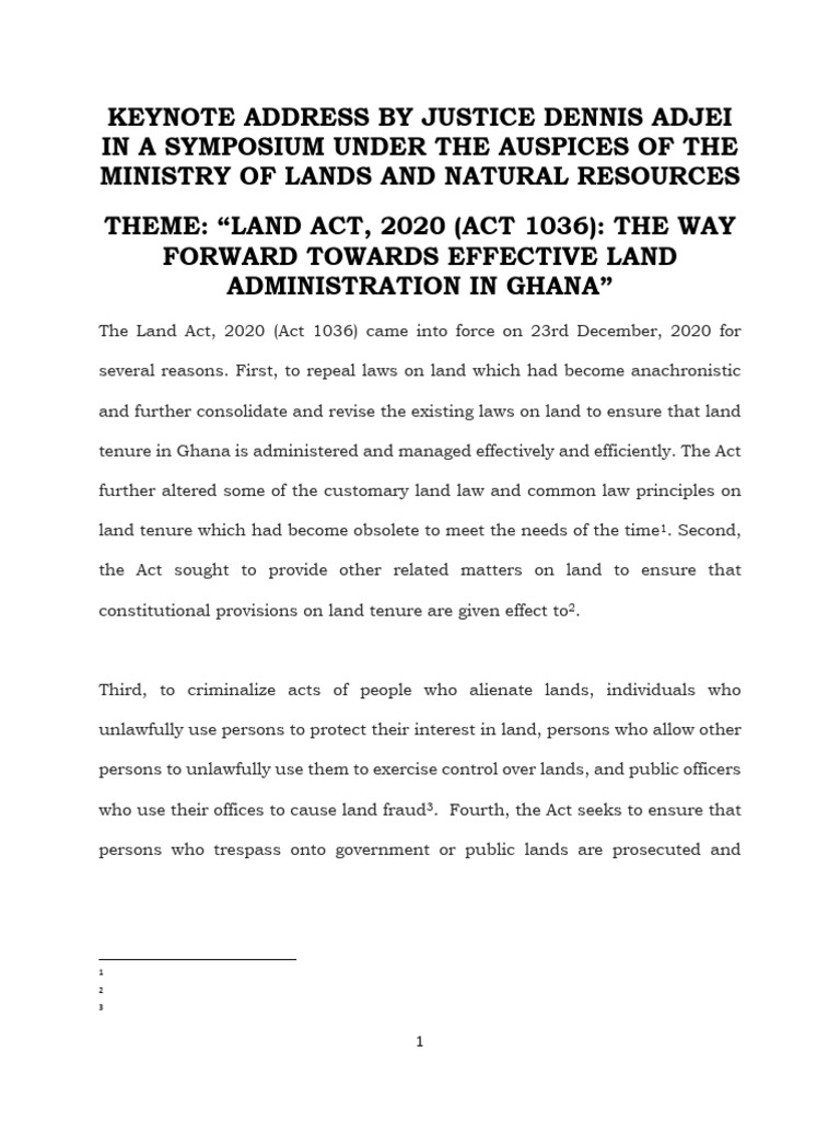 Land Act 2020: Key Changes in Ghana | PDF | Lease | Eminent Domain