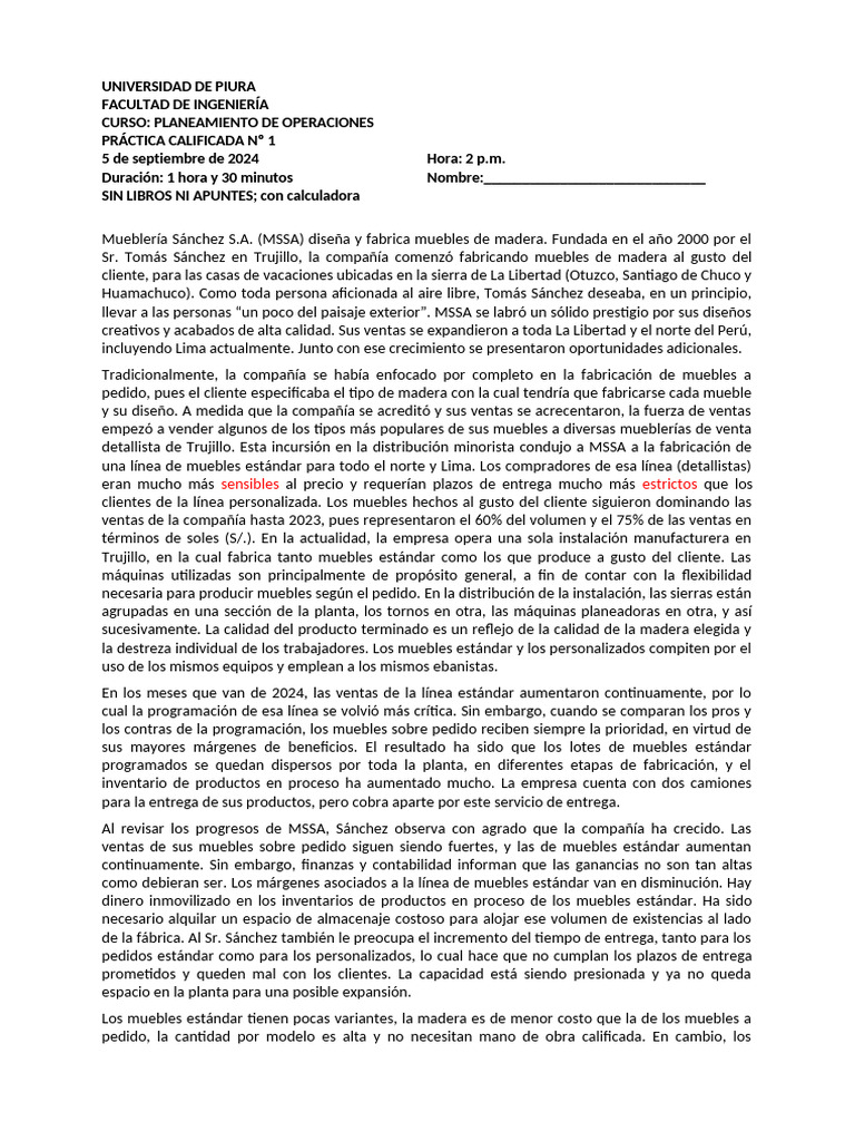 Pract 1 de POP 2024-II | PDF | Planificación estratégica | Mueble