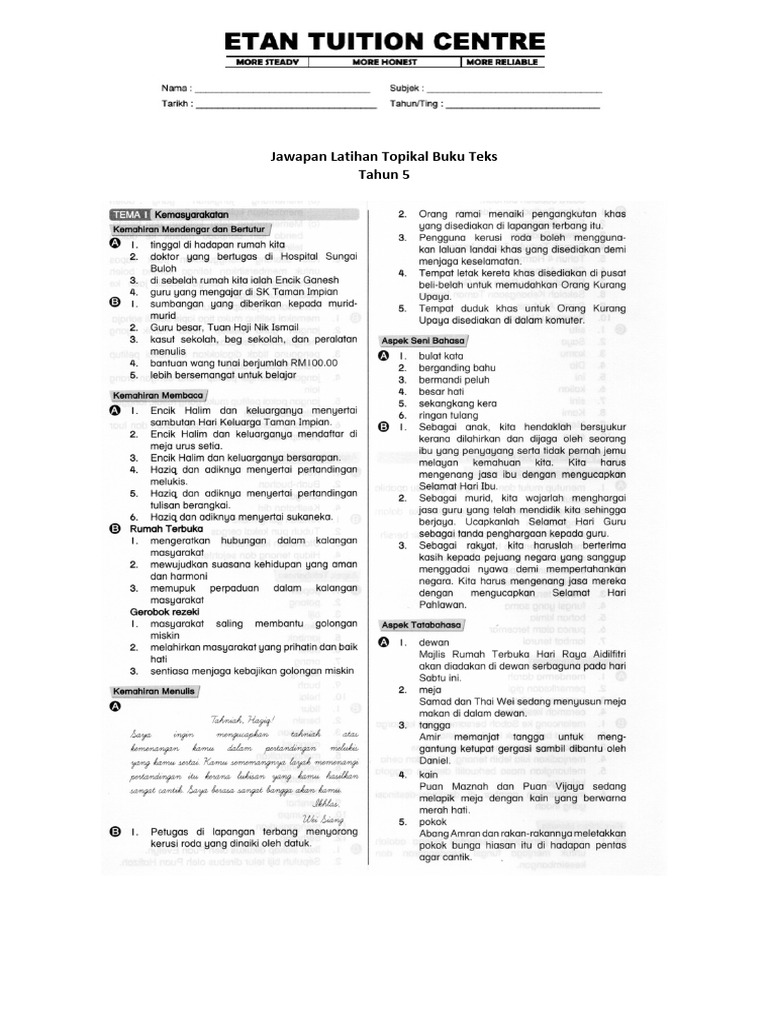 Jawapan Latihan Topikal Buku Teks | PDF