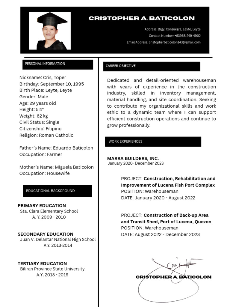 Christopher Baticolon - Resume | PDF