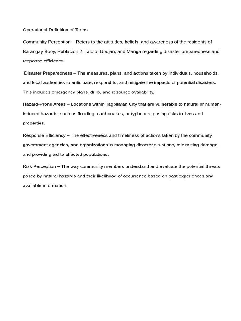 Operational Definition of Terms | PDF