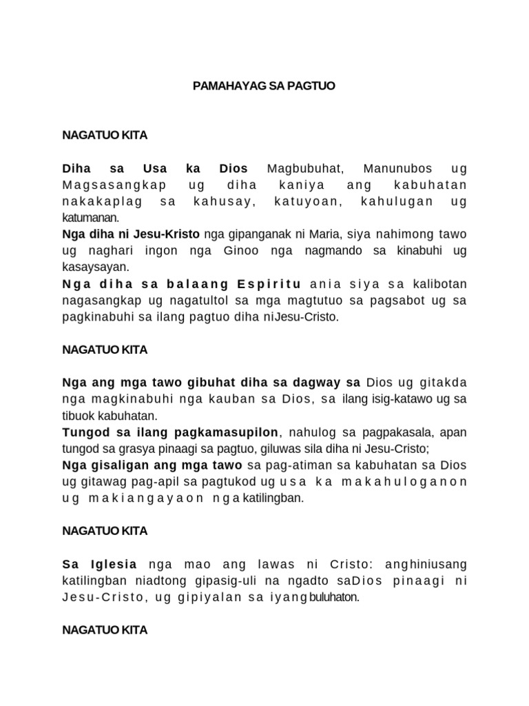 Pamahayag Sa Pagtuo | PDF