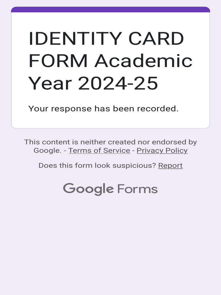Identity Card Form Academic Year 2024-25 | PDF