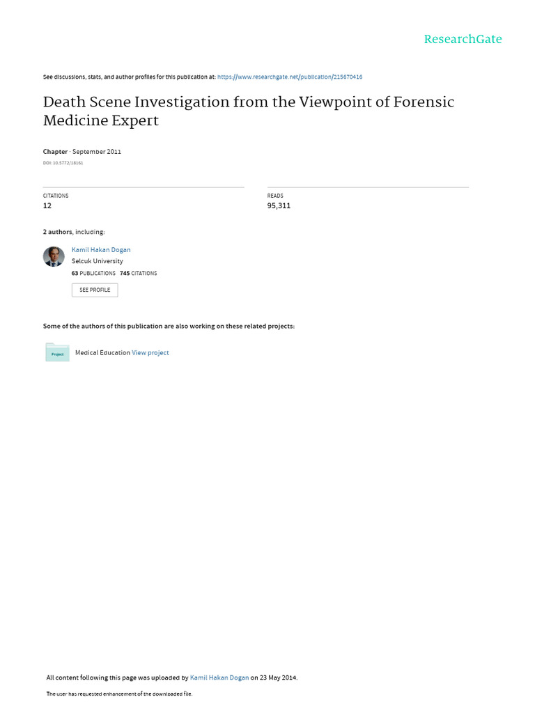 Death Scene Investigation From The Viewpoint of Forensic Medicine ...