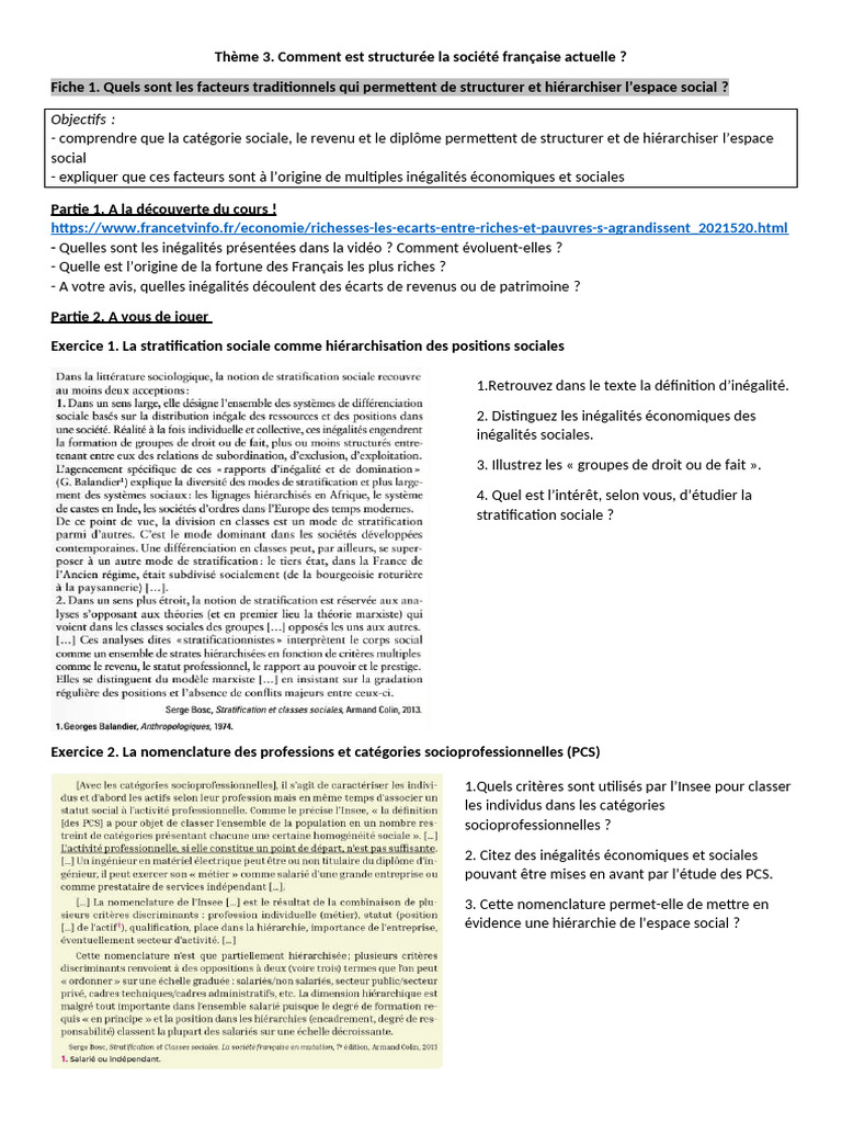 TH Me 3 Fiche 1 | PDF | Inégalité sociale | Discrimination et relations raciales