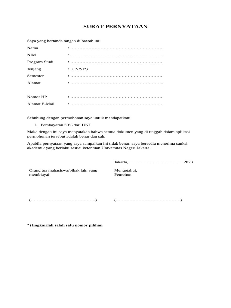 Formulir Permohonan 50 | PDF