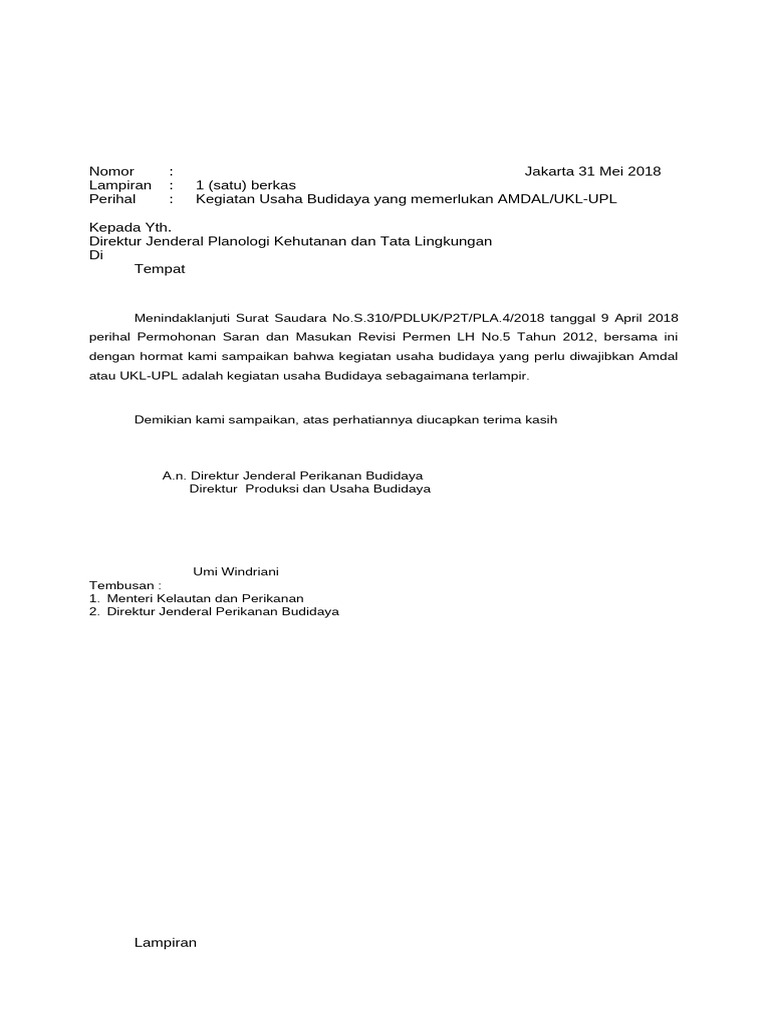 Surat Amdal Klhk 31 Mei | PDF