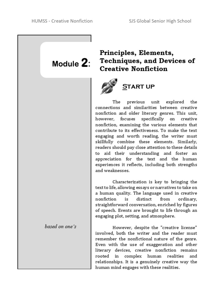 Module 2 CNF - Principles, Elements, Techniques, and Devices of Creative Nonfiction | PDF ...
