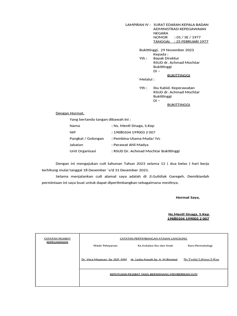 BLANKO CUTI TAHUNAN 2023 Tante | PDF