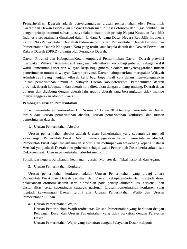 Materi Pemerintahan Daerah | PDF