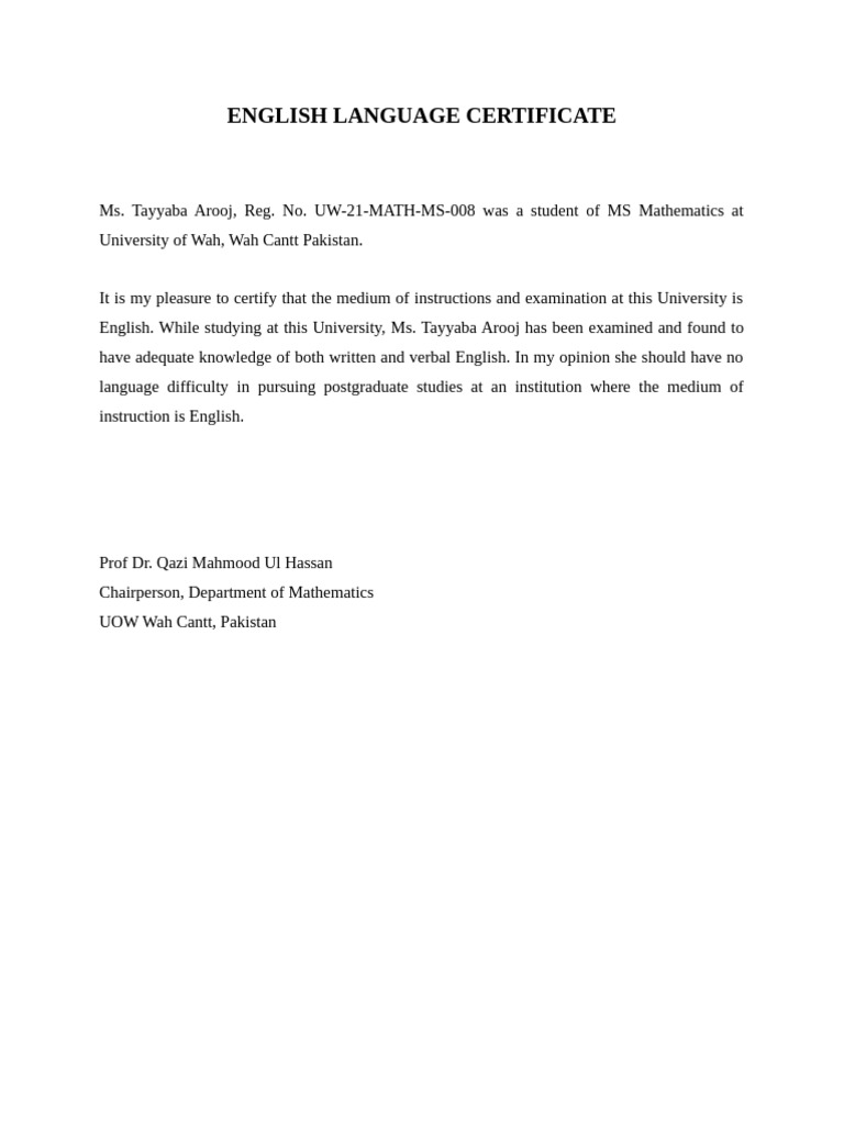 English Language Certificate | PDF