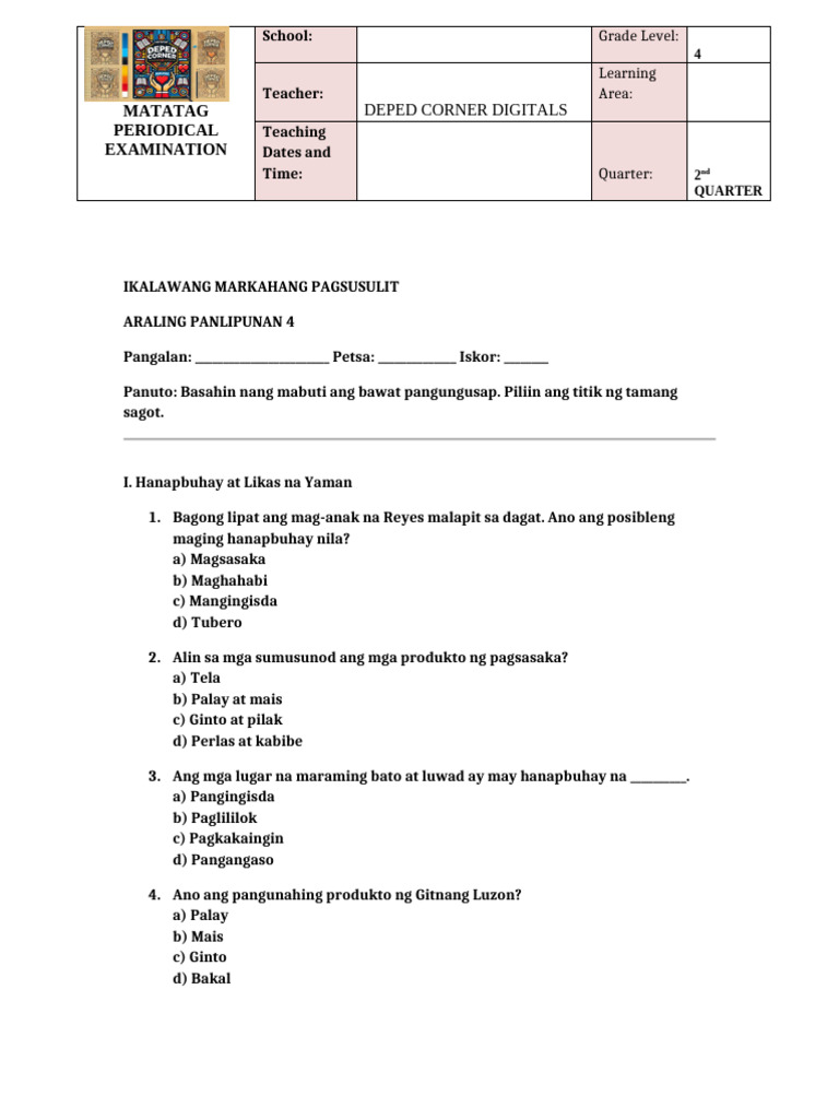 Pt 2nd AP Deped Corner Digitals | PDF