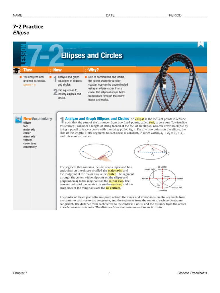 Ellipse Practice Worksheet | PDF | Ellipse | Euclidean Geometry