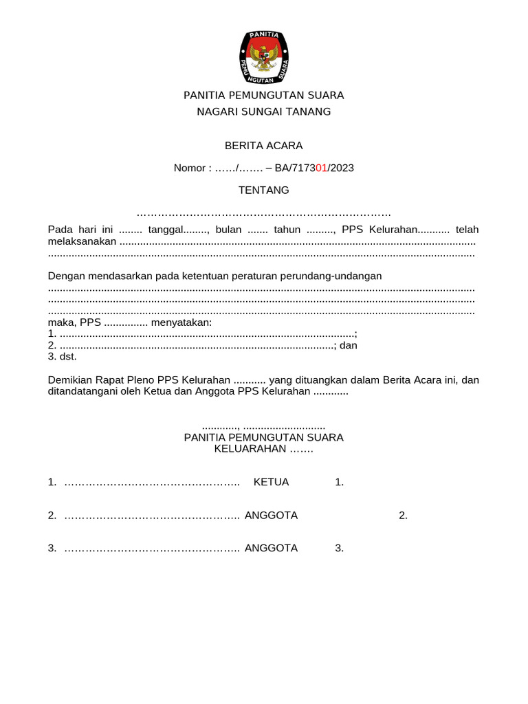 Template - Berita Acara (Kertas A4) | PDF