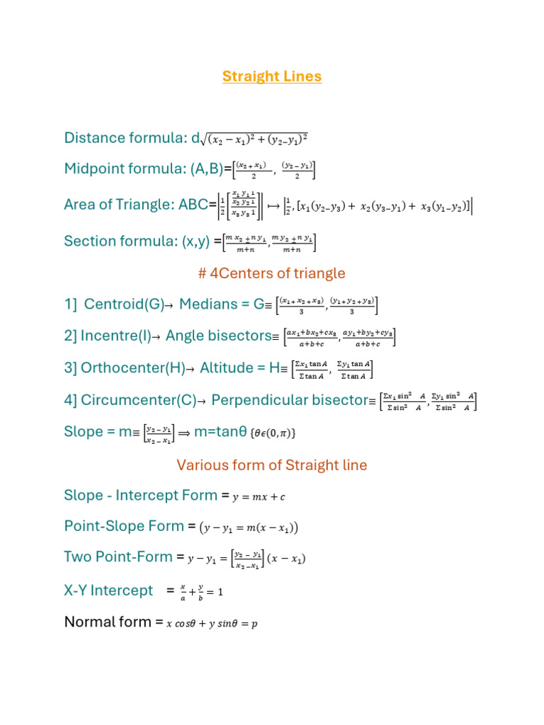 Straight Line Formula | PDF | Triangle Geometry | Classical Geometry